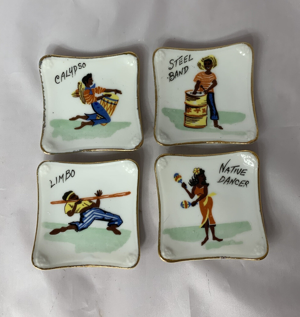Set Of 4 Vintage Ceramic Islands Tiki Limbo Steel Band Native Dancer ...