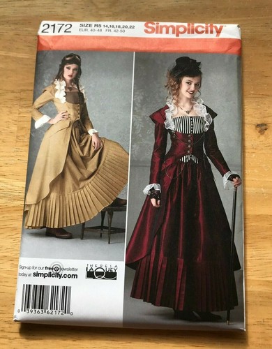 Simplicity Steampunk Gown Dress Costume pattern #2172 Size 14-22 New | eBay