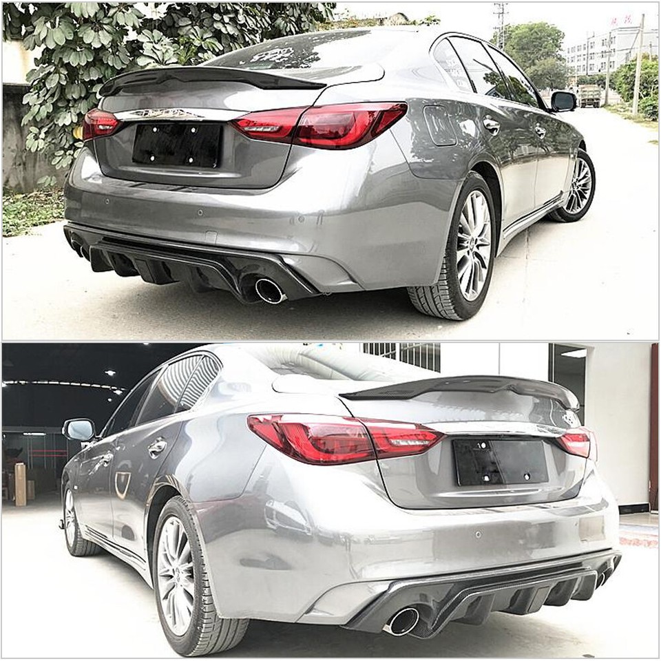 For Infiniti Q50 Q50S 2018-2023 Real Carbon Rear Bumper Lip Diffuser W ...