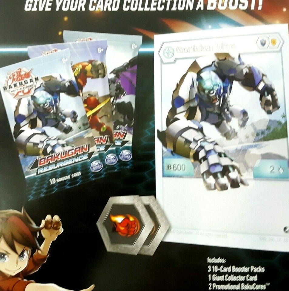 Bakugan Resurgence Card Collection 3 Booster Packs Plus Giant Ultra ...