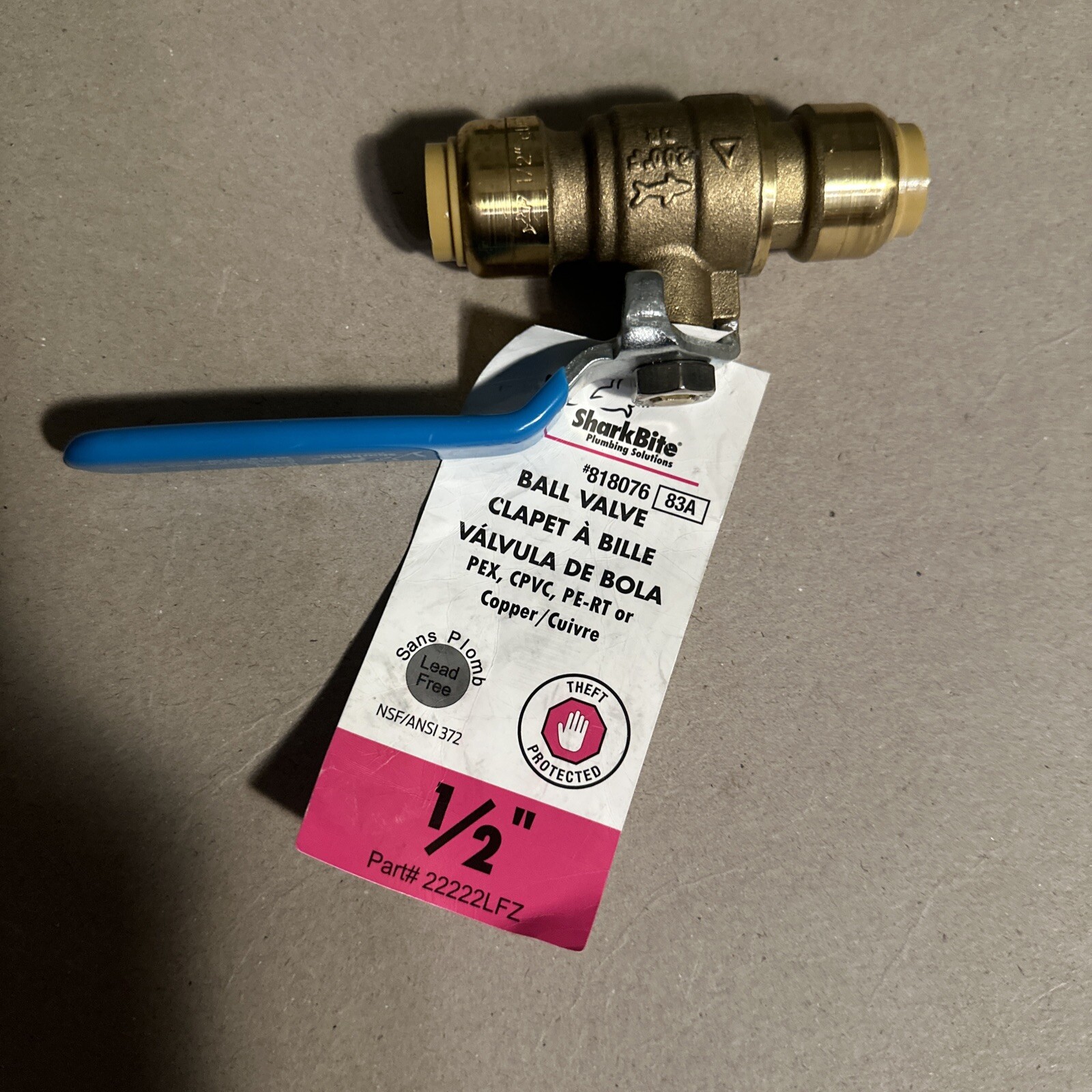 Authentic SharkBite Brass 1/2 inch Push-to-Connect Ball Valves 818076 ...
