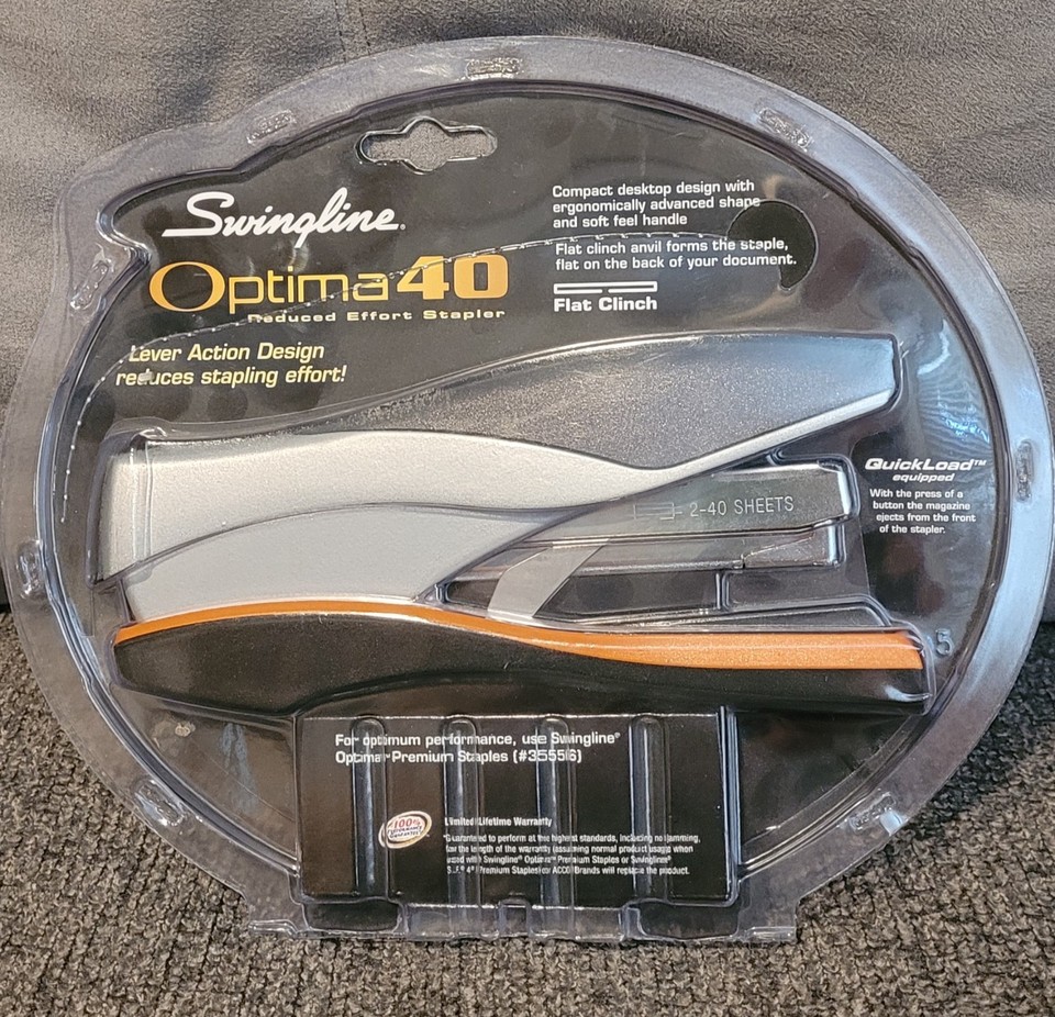Swingline Optima 40 Desk Stapler Reduced Effort 40 Sheets Silver - Full ...
