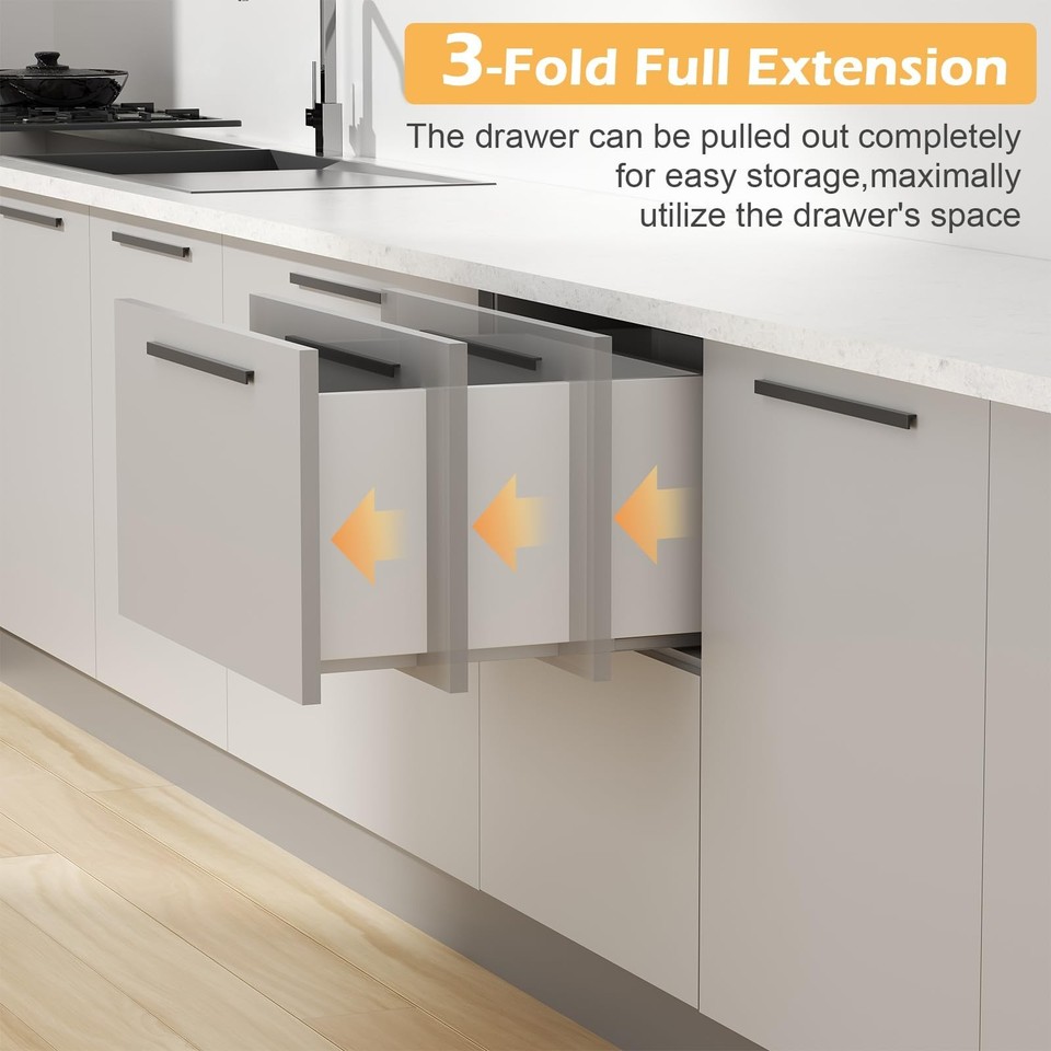 TMGSK Pair Undermount Drawer Slides Bottom Mount Pull Out Shelf Slider ...