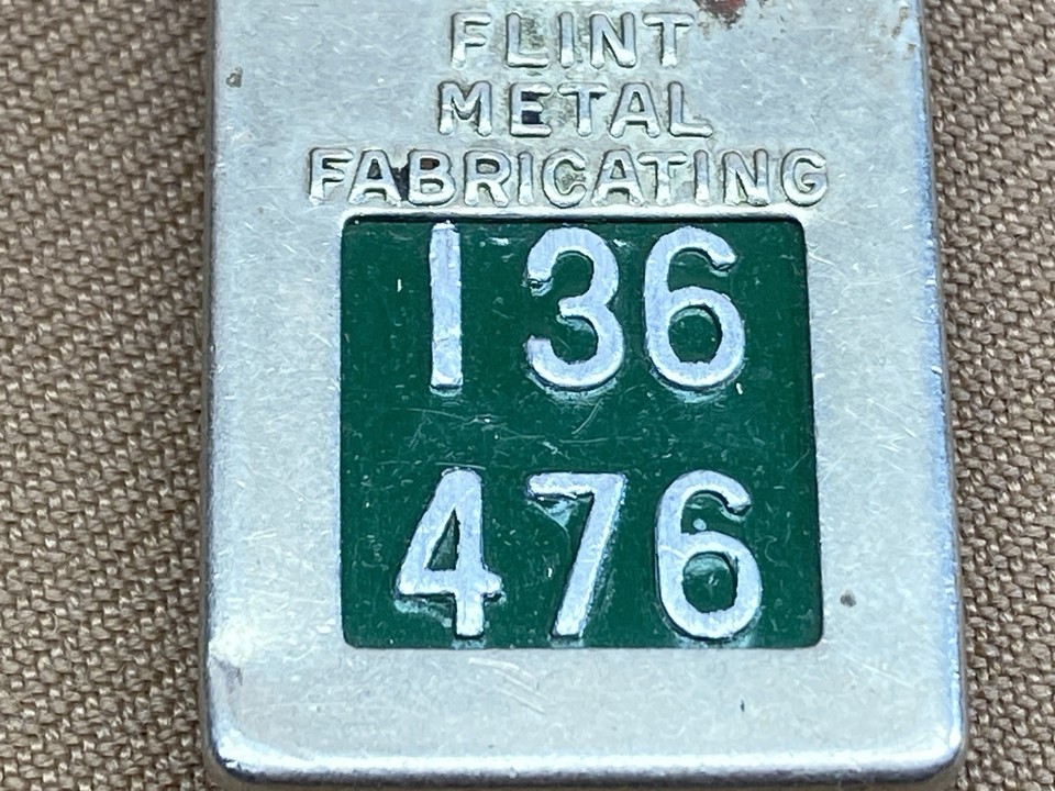 VTG Chevrolet Flint Metal Fabricating GM Car Co Employee ID Badge Pin ...