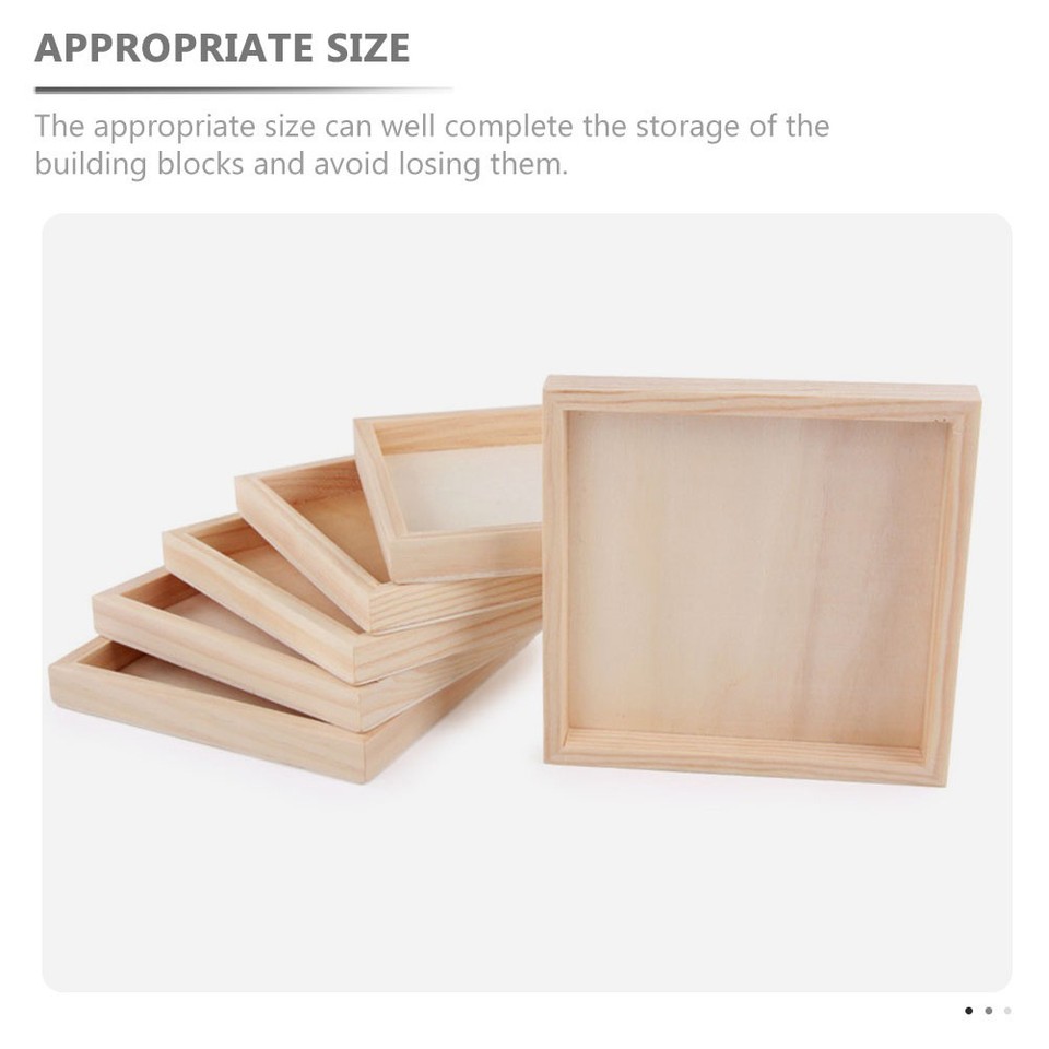 5Pcs Storage Trays Wooden Blocks Toys Trays Unfinished Wooden | eBay ...