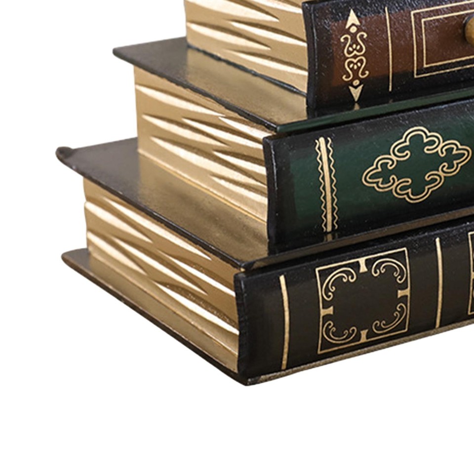 Book Shaped Storage Box with Drawers Multifunction Antique Book ...