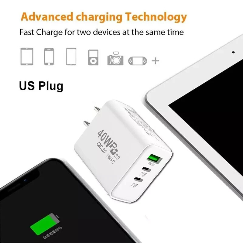 Dual PD 40W Fast Wall Charger Power Adapter For iPhone 16 15 Pro Max ...