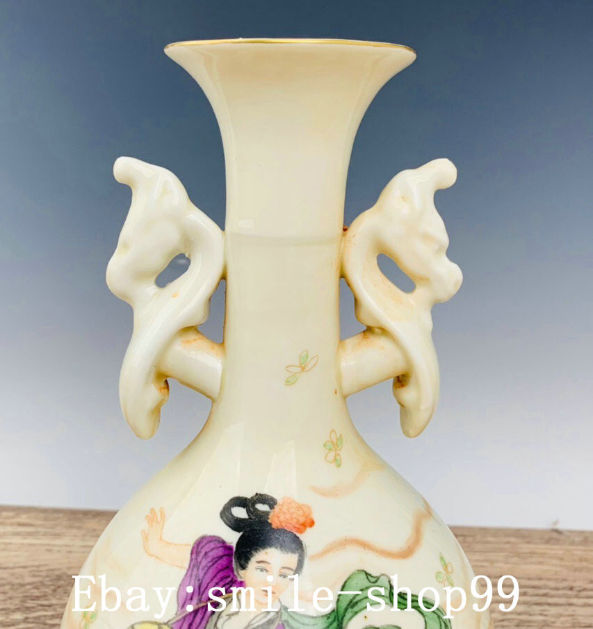 12" Song Dynasty Ding Kiln Porcelain Painting Fengshui Beauty Belle ...