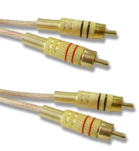 Premium RCA Audio Leads - Twin Phono Audio Cable Gold Plated 0.5m 1m 2m ...