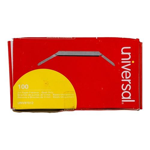 1 Box Universal 2" Capacity Paper Fasteners Base Only 100/Box UNV81012 ...