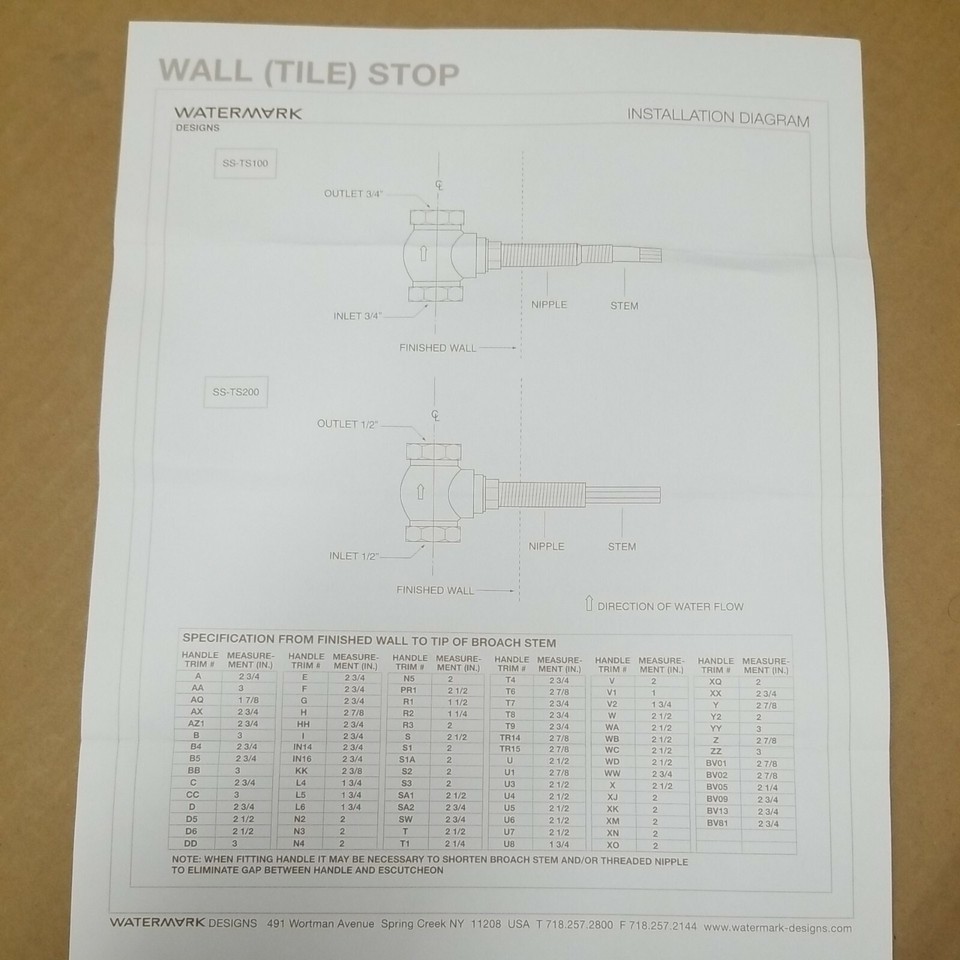 WaterMark SS-TS100 3/4" Tile Stop | eBay