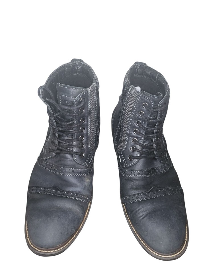 Steve Madden Trentin Combat Boots Men Sz 9.5 Lace Up Black Leather ...
