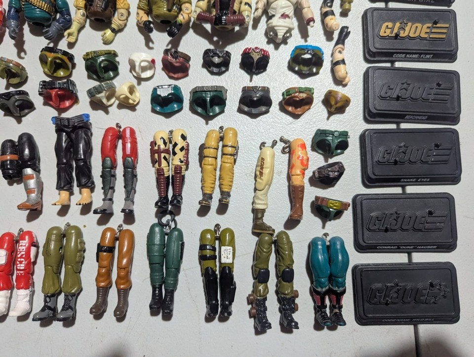 Vintage gi joe action figures parts lot includes some bases and many ...