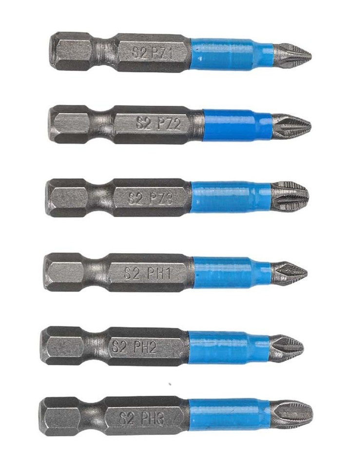 6Pcs Anti-Slip Drill Bit Cross Bits Set Screwdriver PH1,PZ1,PH2,PZ2,PH3 ...