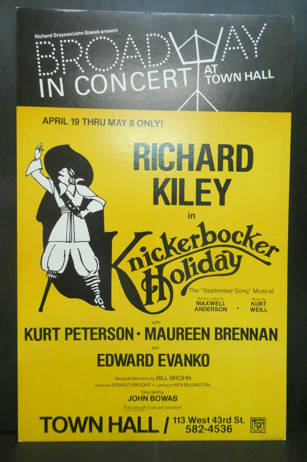 Knickerbocker Holiday Theater Broadway Window Card Poster 14" x 22" | eBay