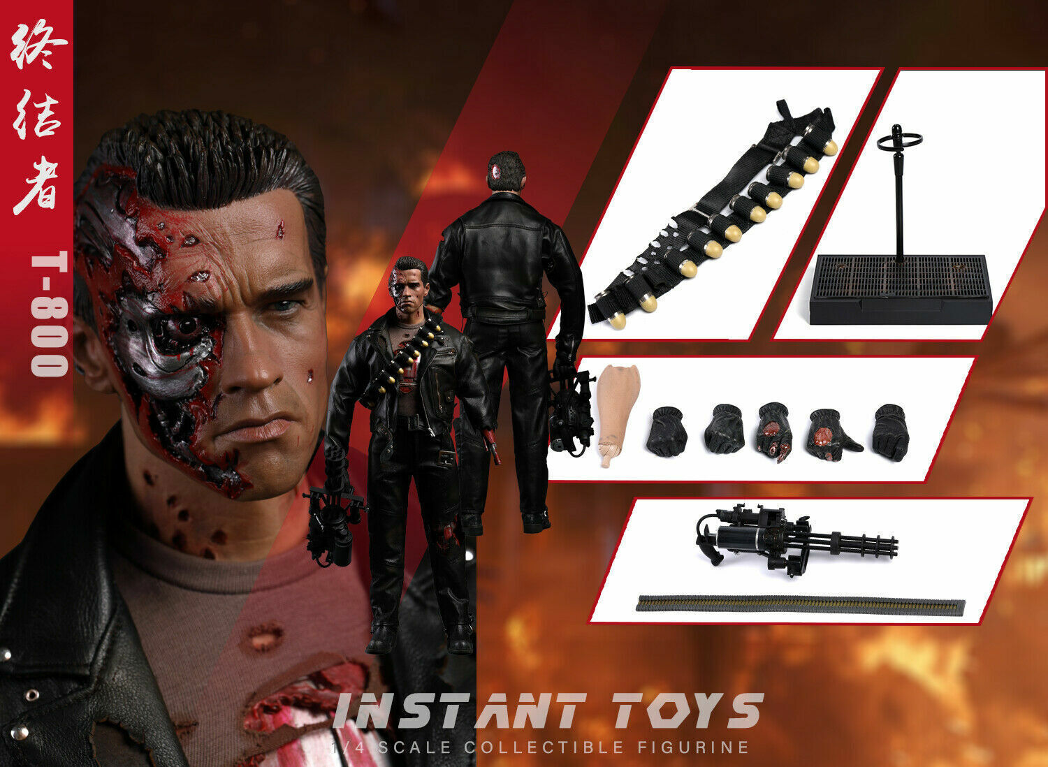 New INST ANT TOYS IT-001 1/4 The Terminator T800 Male Action Figure | eBay