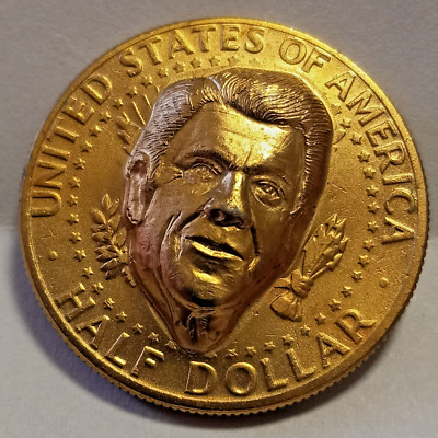 Ronald Regan on 1976 bicentennial Kennedy Half Dollar Pop Out Repousse ...