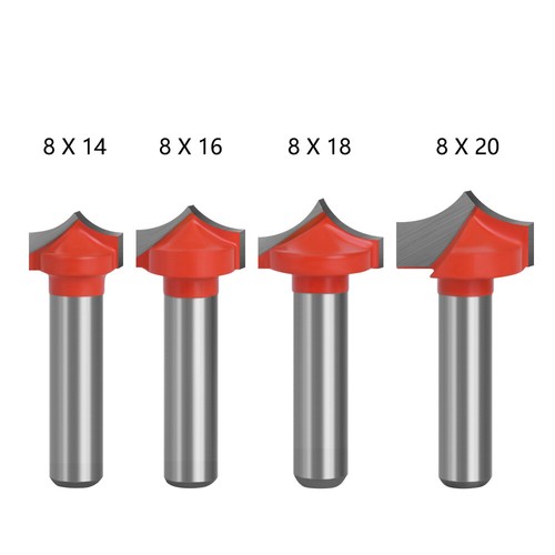 4PCS 8mm Shank Corner Point Round Over Router Bit Set Cutter Sharp ...