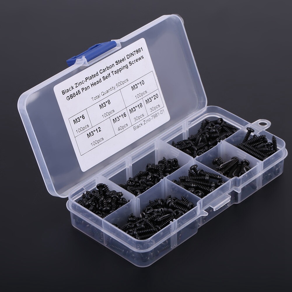 500PCS M3 Drive Button Head Self Tapping Screws Assortment Set | eBay