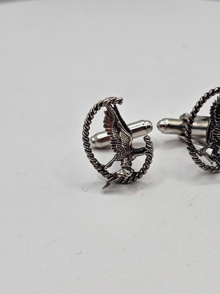 Vintage Sterling Silver Eagle with lightning bolt cufflinks | eBay