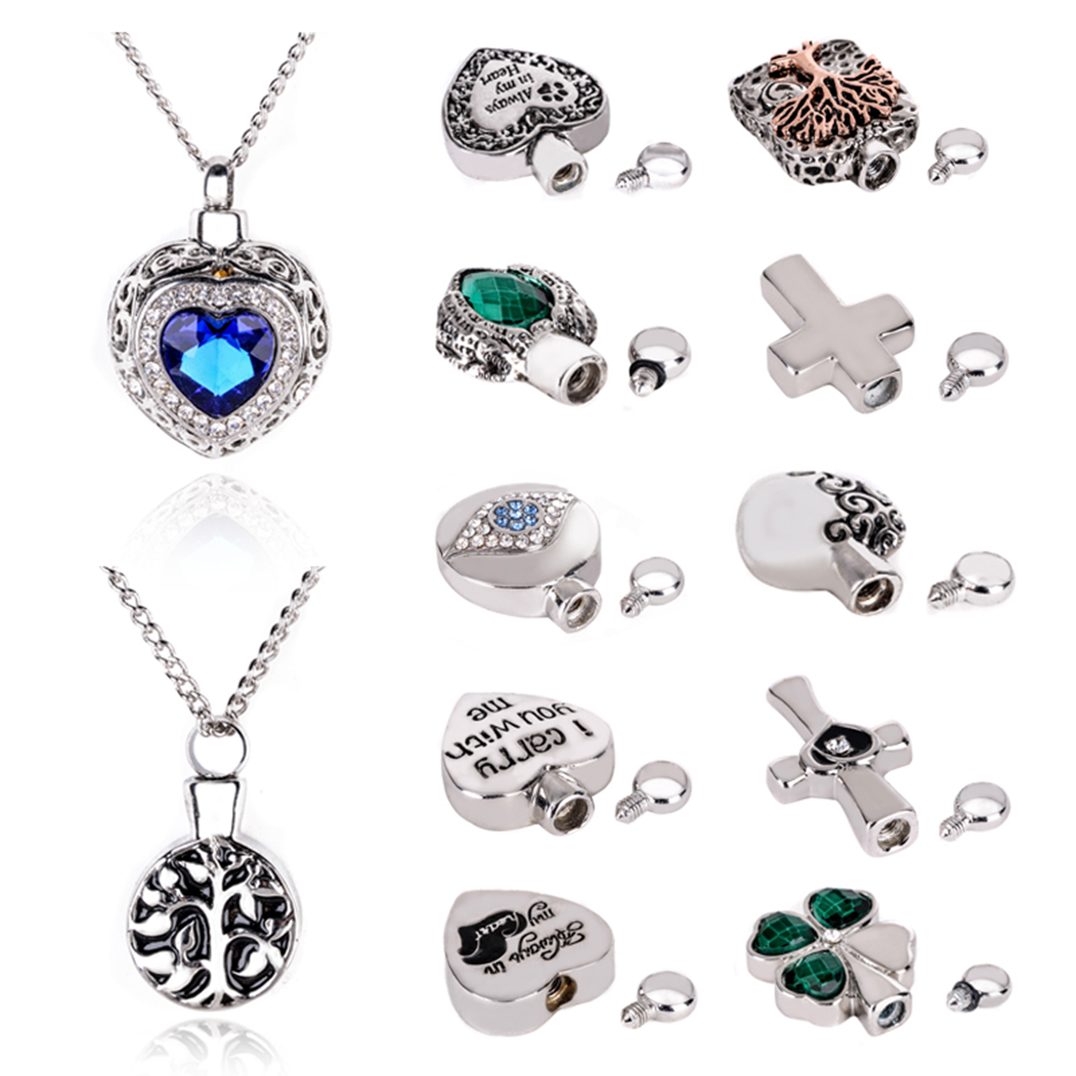 Silver Steel Chain Cremation Jewelry Ash Urn Necklace Memorial Keepsake ...