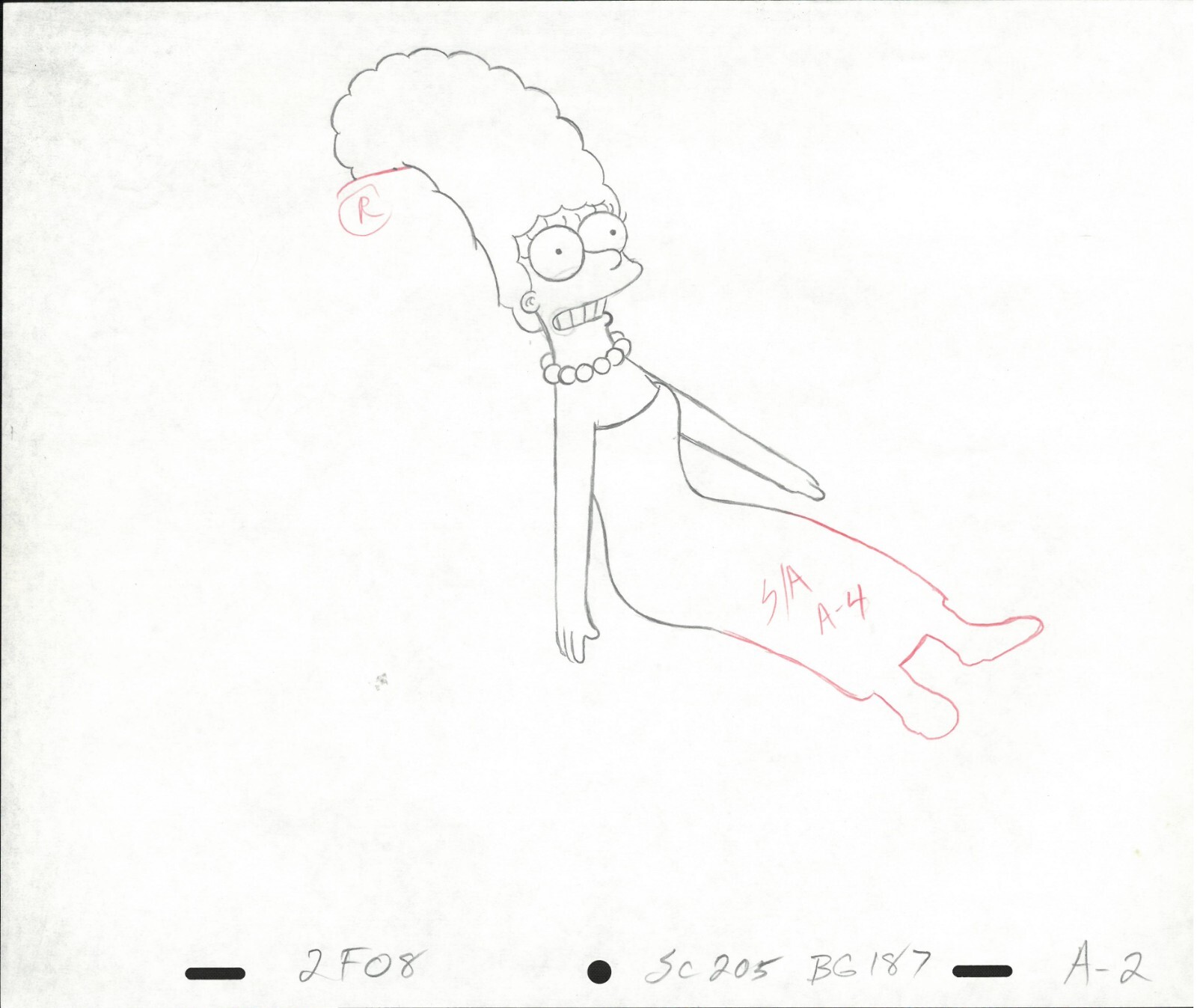 The Simpsons Marge Simpson Shocked Original Production Drawing ...