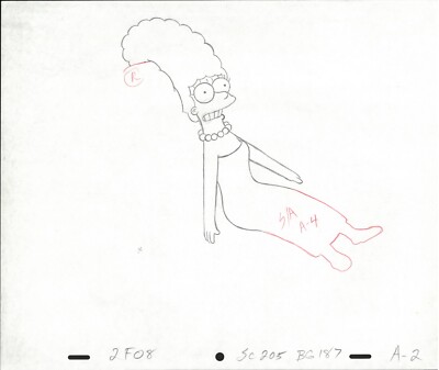 The Simpsons Marge Simpson Shocked Original Production Drawing ...