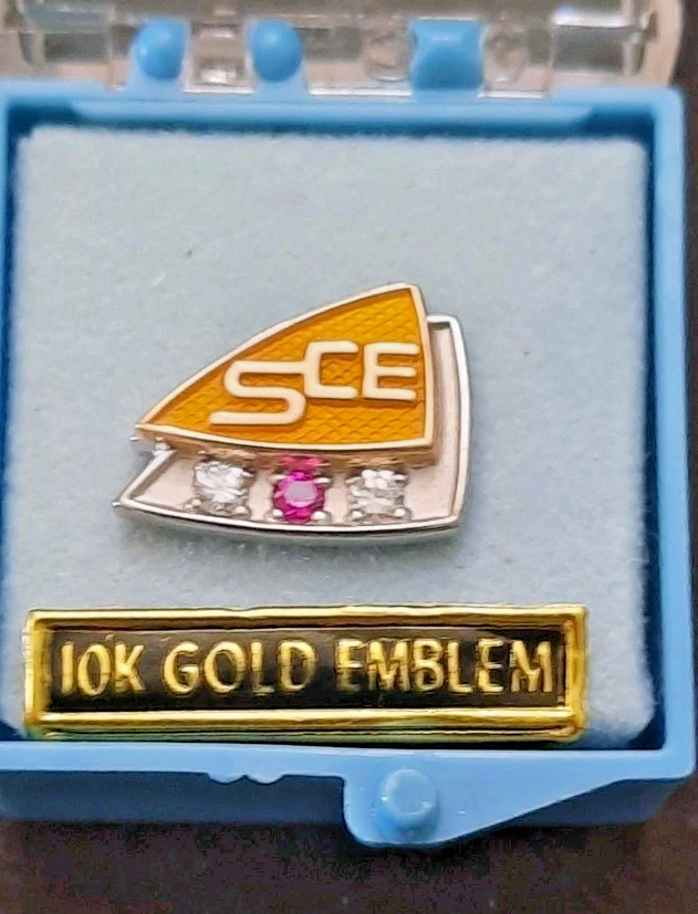10k Gold SCE Southern California Edison Employee Service Award Pin Ruby ...