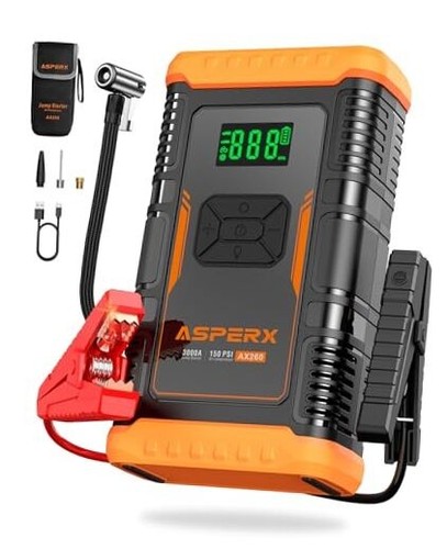 Jump Starter with Air Compressor,【Upgrade & Safety Certs】10L Black ...