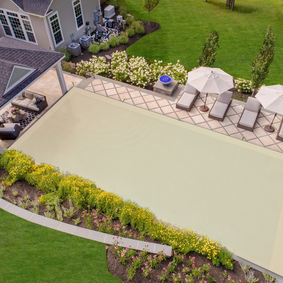 Inground Pool Cover Rectangle Winter Mesh Pool Cover Home Swimming Pool ...