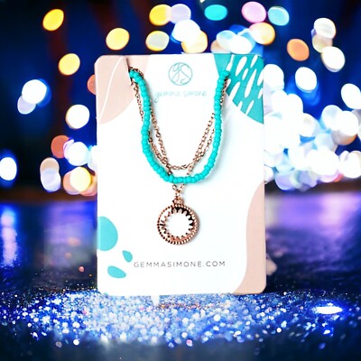 Gemma Simone Aqua Beaded Layered Lariat Necklace New With Tags MSRP $64 ...