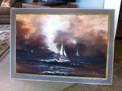 Vintage Large Oil On Canvas Gaston Petridis | eBay