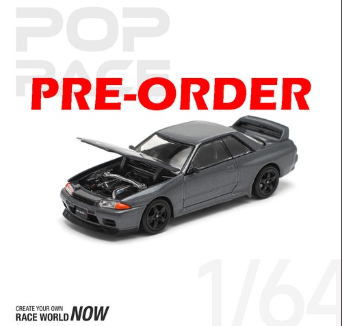 (Pre-Order) POPRACE 1/64 GT-R R32 GUN GREY METALLIC Diecast Model Car ...