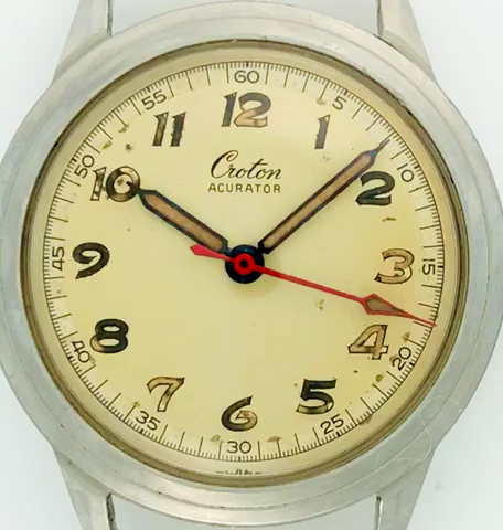 CROTON ACURATOR Clamshell case Military style Manual winding Vintage ...