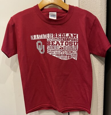 NEW Oklahoma Sooners Rivalry Football Wordle T-shirt Crimson Youth ...