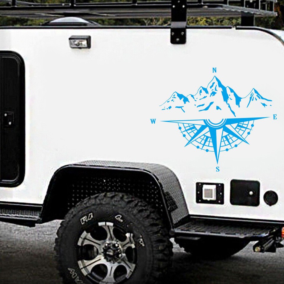 50x41cm Car Sticker Mountain Compass Decals Waterproof Graphic Body ...