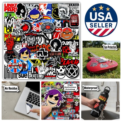 100 Pcs Heavy Metal Band Stickers, Waterproof Rock Decals, Guitar ...