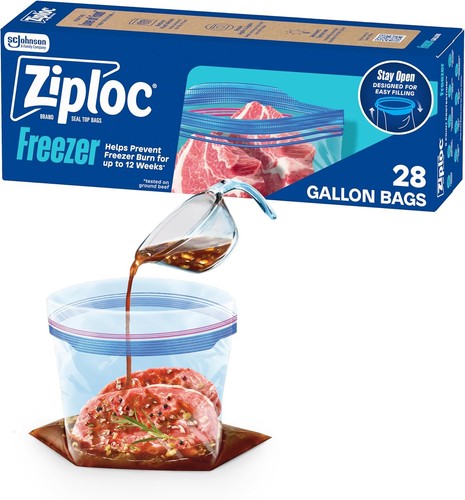 Ziploc Gallon Freezer Bags Food Storage Grip 'N Seal Zip Lock Bags 28 ...