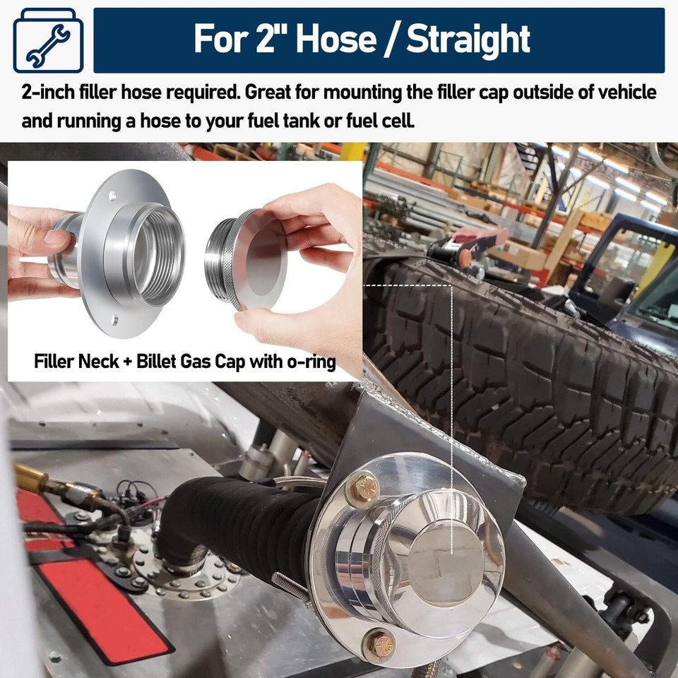Aluminum 2" Fuel Tank Filler Neck Gas Cap And Weld-On Steel Bracket Kit ...