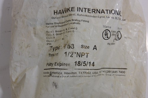 NEW HAWKE INTERNATIONAL 753 size A 1/2" NPT Marine Sealing Fitting | eBay