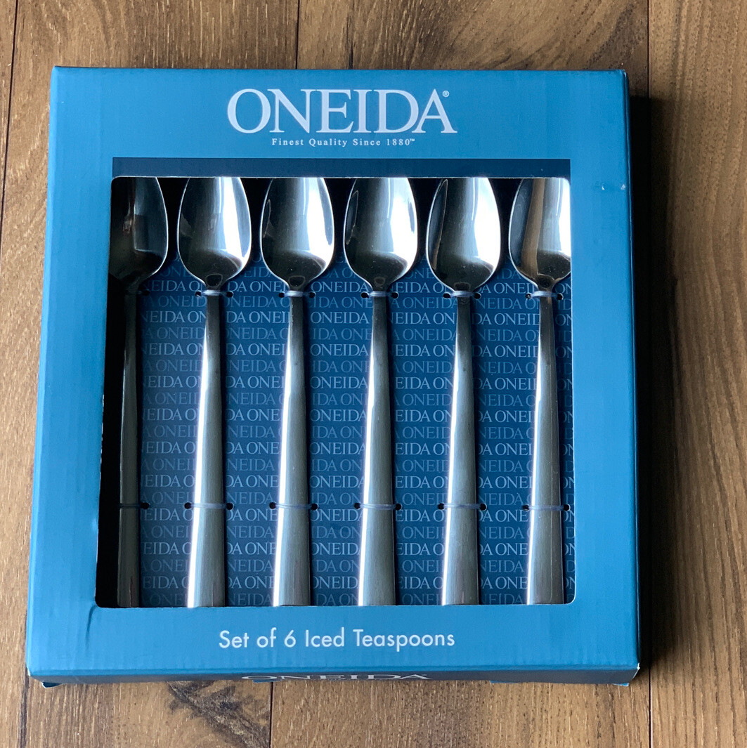 Oneida Nocha Stainless Steel Iced Teaspoons Set Of 6 New In Box Tall ...