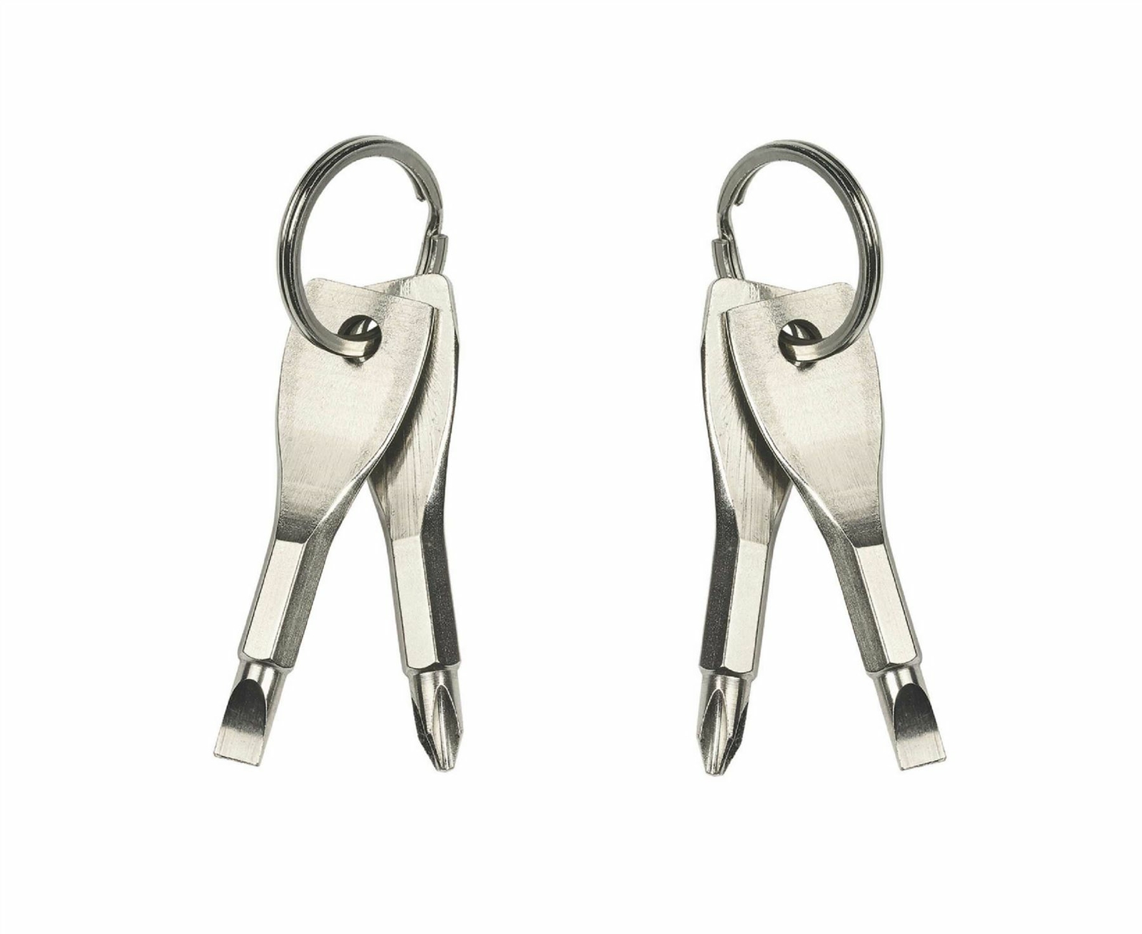 Set of 2 Steel Mini Flathead and Crosshead Screwdrivers Keyrings ...