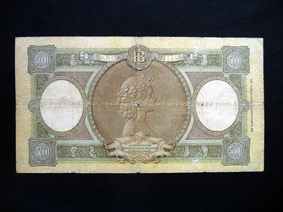 1961 ITALY extra large banknote 5000 Lire F / MB REGINE DEL MARE | eBay