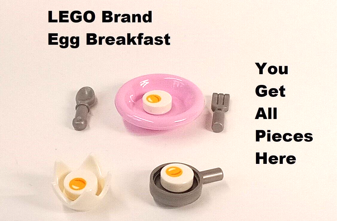 LEGO Minifigure Egg Breakfast Food Set Silverware Cracked Shell Plate ...
