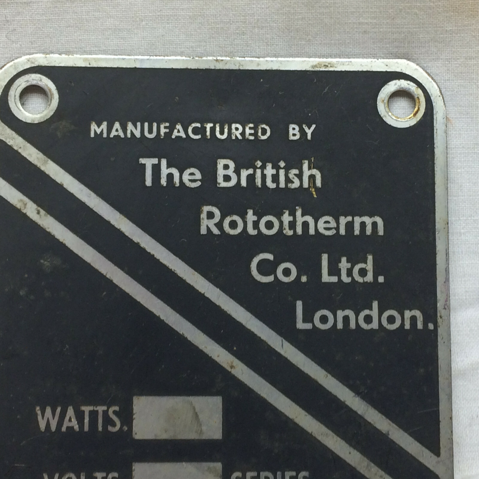 Vintage The British Rototherm Co. Ltd. London Marker Plate Metal | eBay