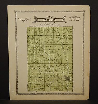 Nebraska Burt County Map Everette Township 1922 L11#90 | eBay