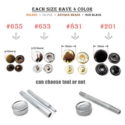Metal Press Stud Snap Button Popper Fastener for Leather Clothes Jacket ...