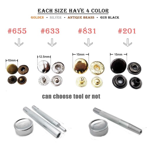 Metal Press Stud Snap Button Popper Fastener for Leather Clothes Jacket ...