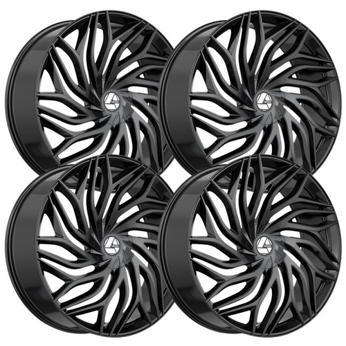 (Set-4) Azara AZA-537 30x9.5 6x135/6x139.7 22mm Gloss Black wheels rims ...