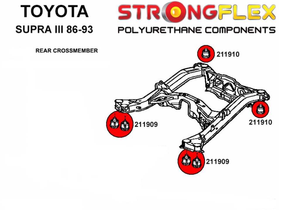 Strongflex - Poly REAR SUBFRAME Bushing Kit for 87-92 MK3 A70 Supra ...